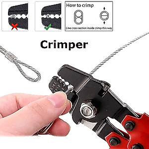 Crimping Tool, Wire Rope Crimping Tool, Up To 2.2mm Swager Crimper Fishing Wire Crimping Tool with 100 PCS Aluminum Double Barrel Ferrule Crimping Loop Sleeves Kit with Cutting Function for Cable