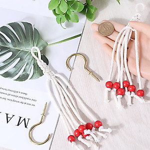 GORGECRAFT Cotton Rope Banana Lanyard Wood Bead Fruits Storage Hanger with Hook Vegetable Woven Hammock Hanging Rope Banana Holder Keeper Under Cabinet for Kitchen Agricultural Products Macrame Fruit