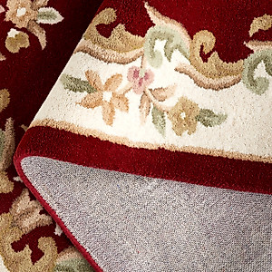 SAFAVIEH Aubusson Collection Area Rug - 3' x 5', Red & Ivory, Handmade Traditional Wool, Ideal for The Living Room, Bedroom, Dining Room (AUB301Q-3)