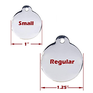 Personalized Dog Tag with 5 Lines of Custom Deep Engraved Durable Stainless Steel Pet ID Name Tag Designer Small Size Round