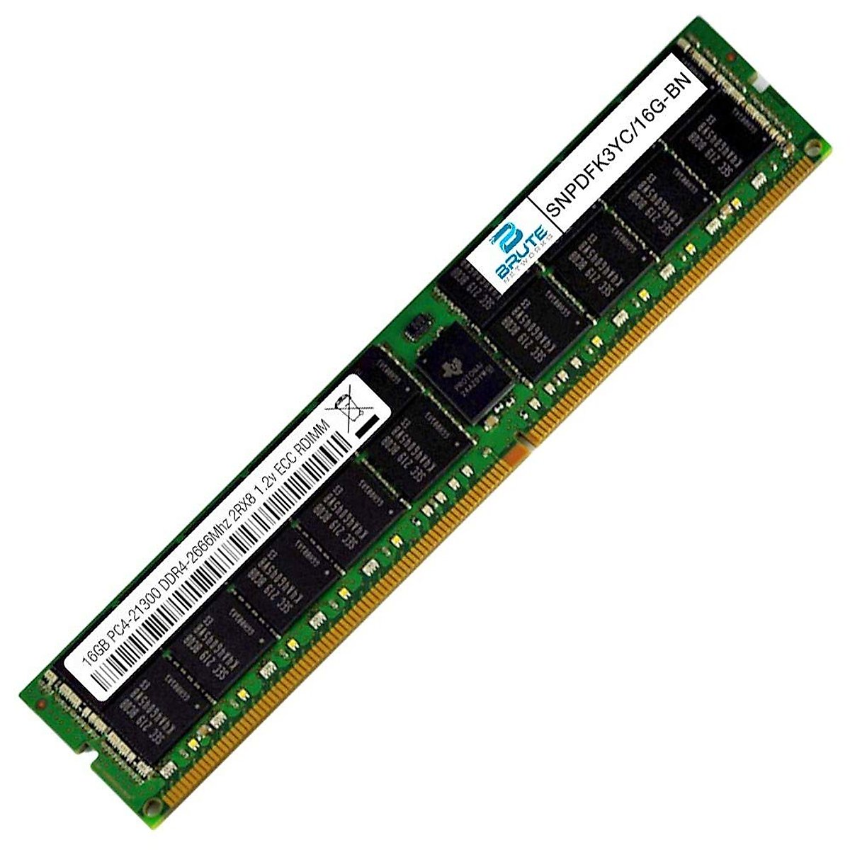 Brute Networks SNPDFK3YC/16G-BN - 16GB DDR4-2666Mhz 2RX8 ECC Registered RDIMM (Compatible with OEM PN# SNPDFK3YC/16G)