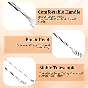 2Pcs Extendable Fork Stainless Steel Retractable Fork Telescopic Fork Extending Fork 63 Cm Long Fork Retractable Extendable Dinner Fruit Dessert Fork Barbecue Toasting Dinner 8.7~24.8 Inch