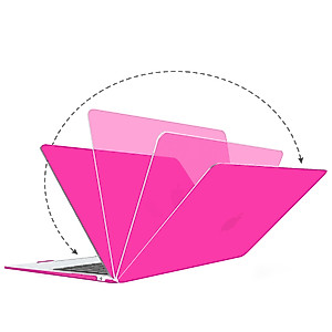G JGOO Compatible with MacBook Air 13 inch Case 2022 2021 2020 2019 2018 Release M1 A2337 A2179 A1932 Touch ID, Matte Plastic Laptop Hard Shell Case + 2 Keyboard Covers + Screen Protector, Hot Pink