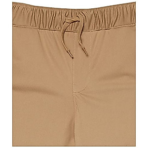 Nautica Boys' School Uniform Jogger Pants, Elastic Waistband with Drawstring Closure, Stretch Twill Fabric, Burnished Khaki/Warp Knit, 14-16