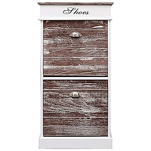 Shoe Cabinet Storage File Rack Organizer for Filing Kitchen Bathroom Toilet Pantry Corner Home Holder Shelf Outdoor Indoor Wall Garage Lock Brown 19.7"x11"x38.6" Paulownia Wood