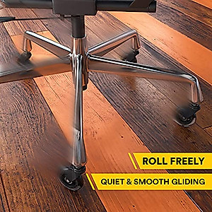 Office Chair Wheels Replacement Set of 5 - NO MORE CHAIR MATS - Office Chair Casters for HARDWOOD FLOORS - Smooth Rolling, Soft Rubber Desk Chair Wheels, Rollerblade Style Computer Chair Caster Wheels