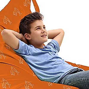 Lunarable Bass Fish Lounger Chair Bag, Fishing Lure and Bait Pattern Illustration in Repetitive Style Art Print, High Capacity Storage with Handle Container, Lounger Size, Vermilion Champagne