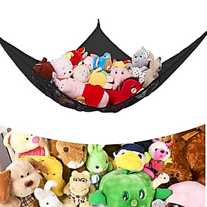 LXUNYI Stuffed Animal Net or Hammock, Net for Stuffed Animals, Plush Toy Net Hammock for Stuffed Animals with Tassels Wall Corner Mesh Stuffed Toys Hanging Net Hammock Organizer (White)