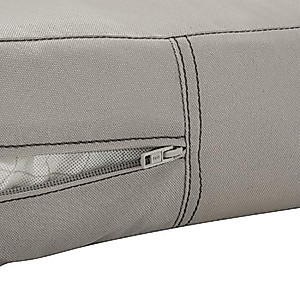 Classic Accessories Ravenna Water-Resistant 25 x 25 x 5 Inch Square Patio Seat Cushion Slip Cover & Foam, Mushroom, Lounge Chair Cushion