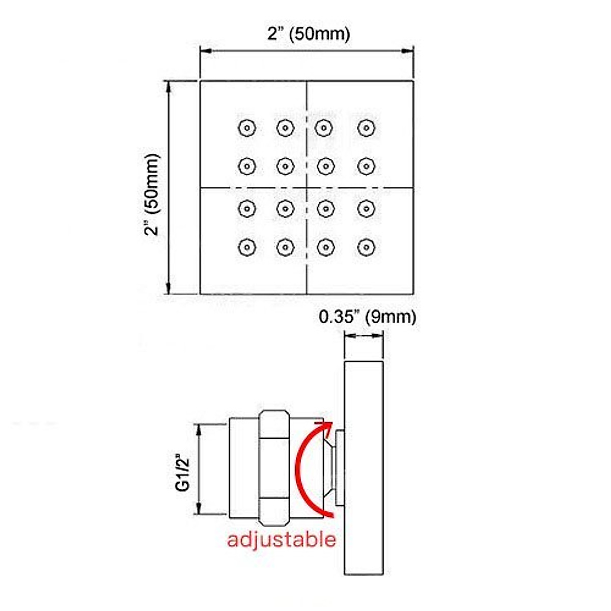 Solid Brass Body Spray Shower Jet Adjustable Massage Spa Side Sprayer Wall Mounted Shower Set, Square Brushed Nickel Finish