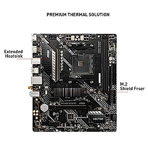 MSI MAG A520M Vector WiFi Gaming Motherboard (AMD AM4, DDR4, PCIe 3.0, SATA 6Gb/s, 1* M.2, USB 3.2 Gen 1, HDMI/DP, WiFi 5, Micro-ATX)