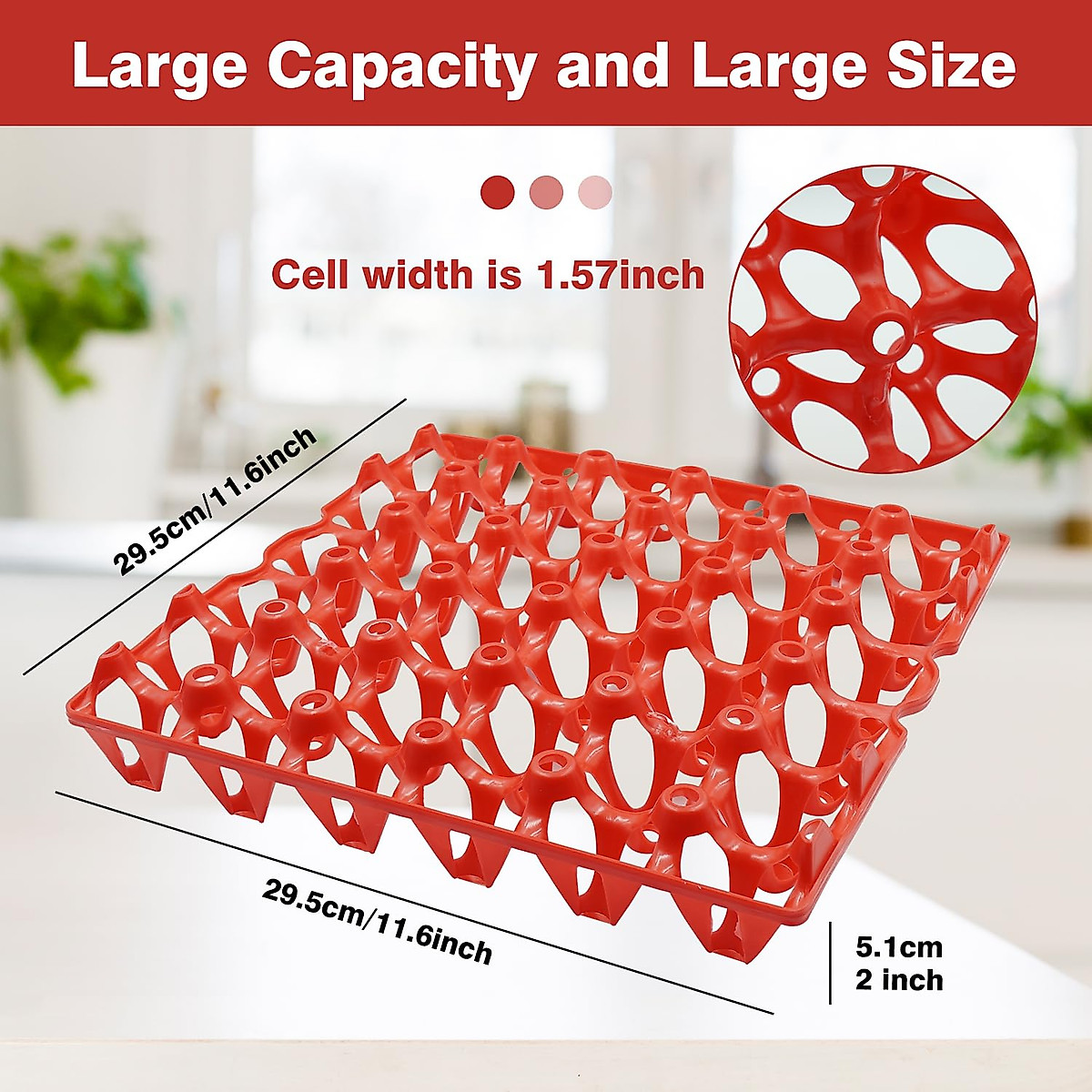 Ecjiuyi 8 Pack Bulk Egg Tray,Reusable Plastic Egg Holder,Durable Egg Cartons,Stackable 30-Egg Crates for Home Chicken Farmers Transportation Storing Sharing Selling Fresh Eggs