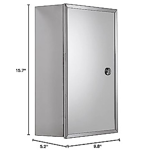 Croydex WC846005AZ Trent Stainless Steel Lockable Surface Mount Medicine Cabinet with Keys, 15.7 x 9.8 x 5.2 In.