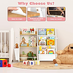Maonlyking Kids Bookshelf and Toy Organizer, 3 Tier Bookshelf for Kids, Montessori Baby Toddler Bookshelf for Kids, Kids Bookcase, Toy Storage Organizer, for Playroom, Bedroom, Nursery