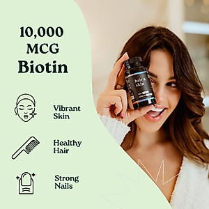 NABUU Biotin with Organic Coconut Oil - Supports Healthy Hair, Skin & Nails - Vitamin Supplement Promoting Hair Growth for Women & Men - Vegan, Organic & Gluten-Free - (2 Pack, 120 Capsules)