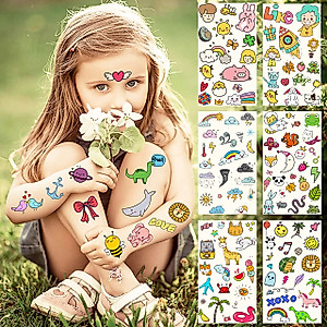 COKTAK 50 Sheets 800+ Patterns 3D Cute Temporary Tattoos For Kids Boys Girls Summer Style Cartoon Unicorn Dinosaur Small Temporary Tattoos Mermaid Animals Party Fake Tattoo Stickers Children Body Face