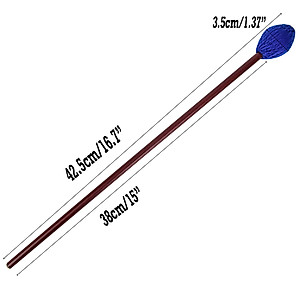 Buytra Medium Hard Yarn Head Keyboard Marimba Mallets with Maple Handle, Blue