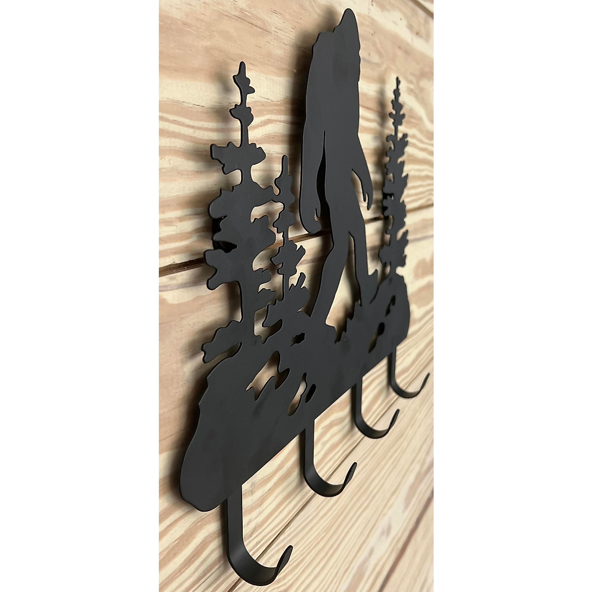 Top Brass Bigfoot Sasquatch Metal Wall Hooks - 4 Strong Hooks for Keys, Caps, Jackets, Bags - Rustic Cabin, Lodge, Mountain Art Decor
