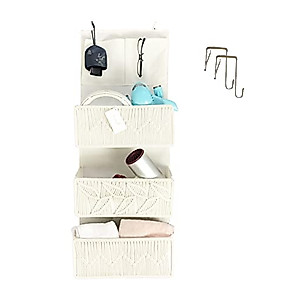 TrySquare Over The Door Organizer Boho Hanging Shelves with 3 Large Pockets and 2 Small Pockets for Living Room, Nursery,Bathroom,Bedroom