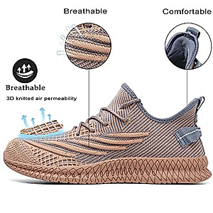 WEITE Mens Slip On Walking Shoes Fashion Sneakers for Men - Running Shoes for Men Lightweight Breathable Non Slip Mesh Gym Tennis Comfortable Arch Support Athletic Sneakers (Earthy,14)