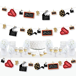 Big Dot of Happiness Red Carpet Hollywood - Movie Night Party DIY Decorations - Clothespin Garland Banner - 44 Pieces