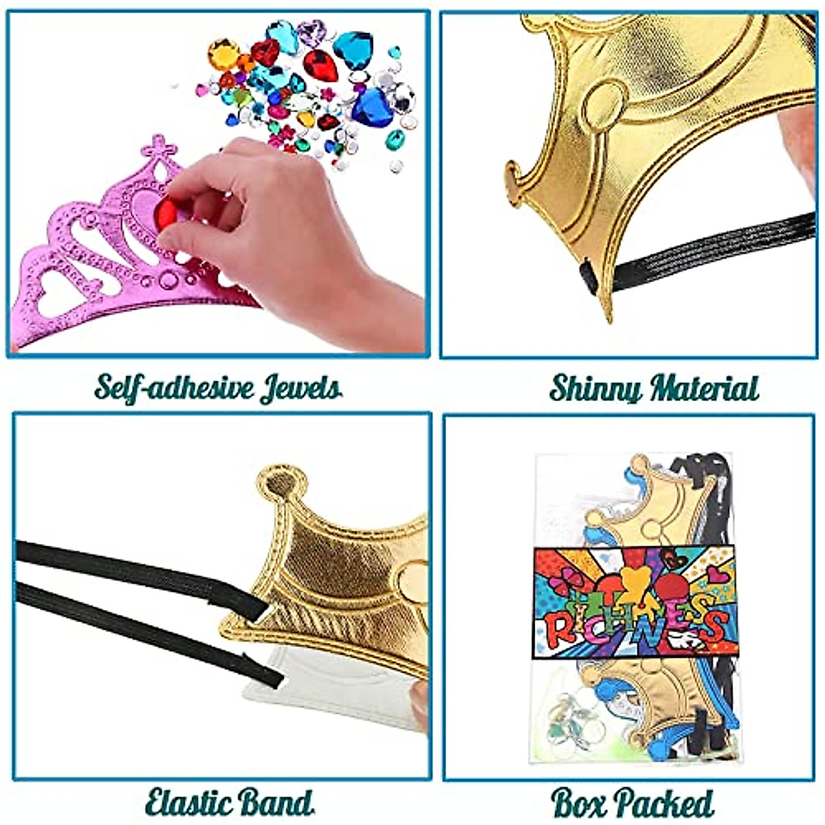 Richness Kids Crown Craft DIY Tiaras Make Your Own Crowns at Birthday Party Favours 12pcs (Gold) …