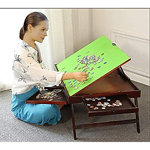 GaGa Adults Kids Children Fold-and-Go Wooden Jigsaw Puzzle Table for Puzzle Games Portable Folding Tilting with Storage Drawers Cover Home Furniture - Puzzle Accessories for 1000 Pcs