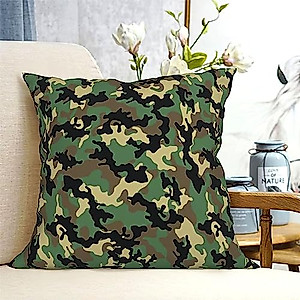 WURTON Camo Print Throw Pillow Covers, Soft Square Cushion Case,for Sofa, Couch,Bed Chair-18 X 18 Inch