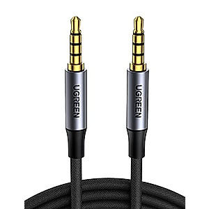 UGREEN 3.5mm Audio Cable Braided 4-Pole Hi-Fi Stereo TRRS Jack Shielded Male to Male AUX Cord Compatible with iPad, Samsung Phones, Tablets, Car Home Stereos, Headphones, Speaker, 3FT