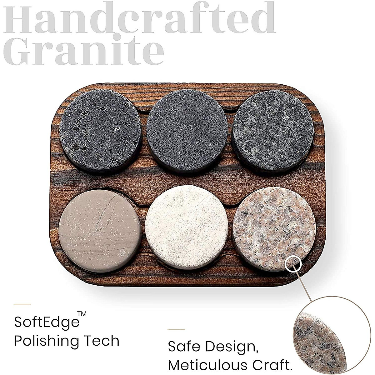 The Original ROCKS Whiskey Chilling Stones & Whiskey Trivia Quiz Gift Set - 6 Handcrafted Premium Granite Round Sipping Rocks - 100 Quiz Q&A for Whiskey Lovers - Fun Fact Stories & More, Great Gift!