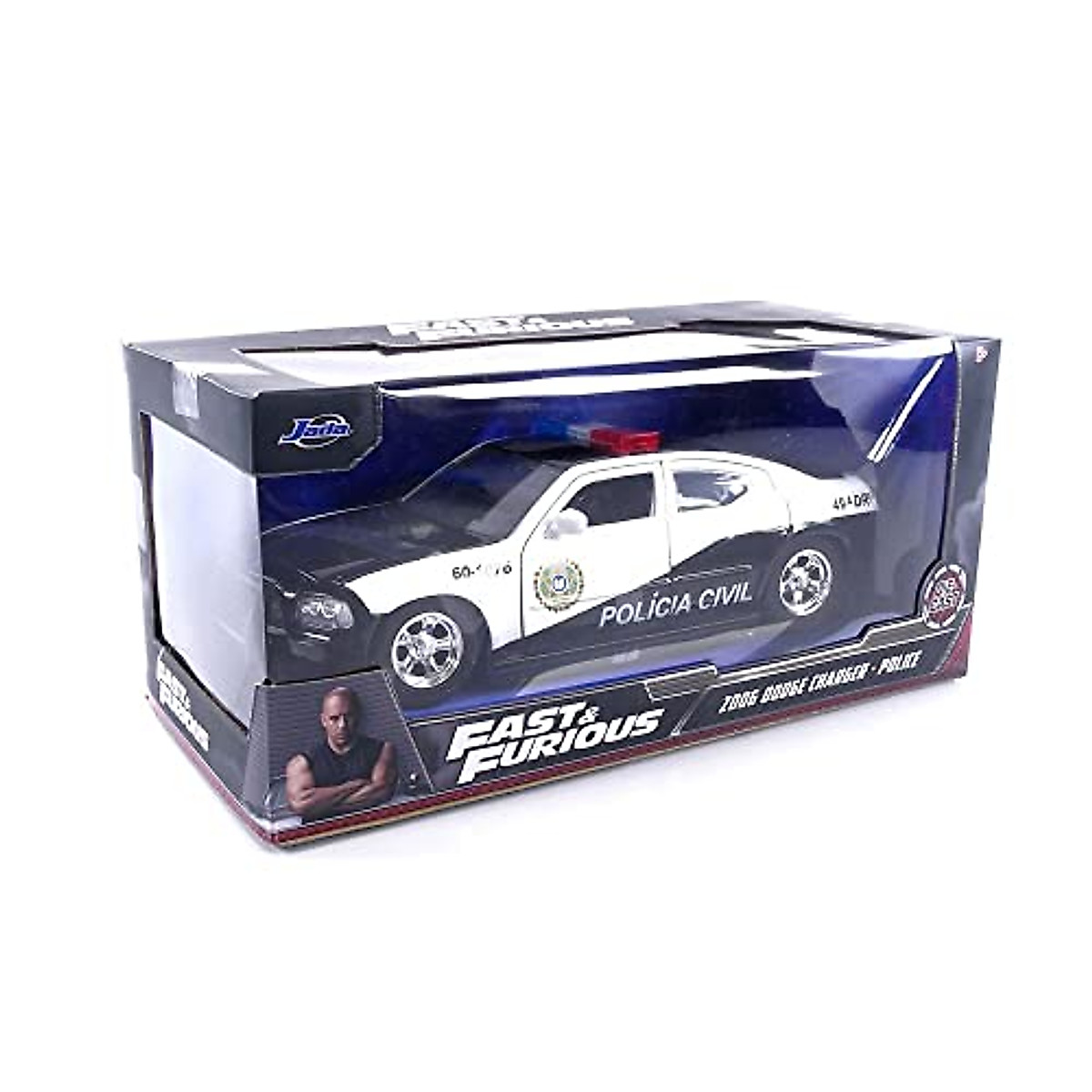 Fast & Furious 1:24 2006 Dodge Charger Police Car Die-Cast Car, Toys for Kids and Adults