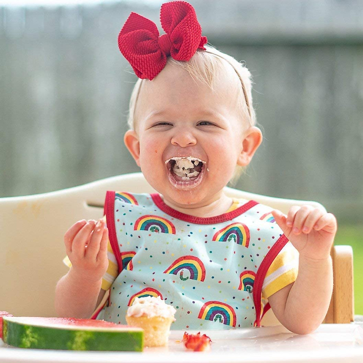 BapronBaby Eric Carle Rainbow Caterpillar Bapron - No Neck Tie Safer Bib for Baby & Toddler - Soft Waterproof Stain Resistant - Machine Washable - Sz Baby/Toddler 6m-3T