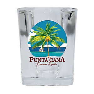R and R Imports Punta Cana Dominican Republic Souvenir 2.5 Ounce Shot Glass Square PALM