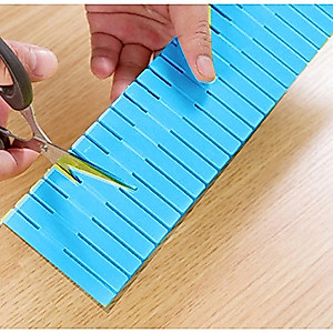 NewFerU Drawer Organizer Grid Dividers X 32, Adjustable Plastic DIY Partition Separators, Storage Box Tidy Inserts for Underwear Sock Bra Tie Scarf Tshirt Ornament Makeup Kitchen Cutlery (Blue)