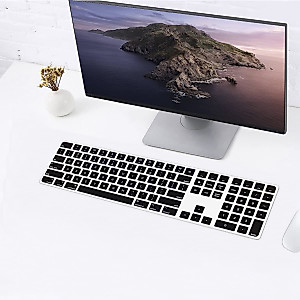 Boaulee Silicone Keyboard Cover Skin for Magic Keyboard with Touch ID and Numeric Keypad Model A2520 2022 Sudio and for iMac 2021 24 inch M1 chip US Layout Anti-Dust Keyboard Protector (Black)