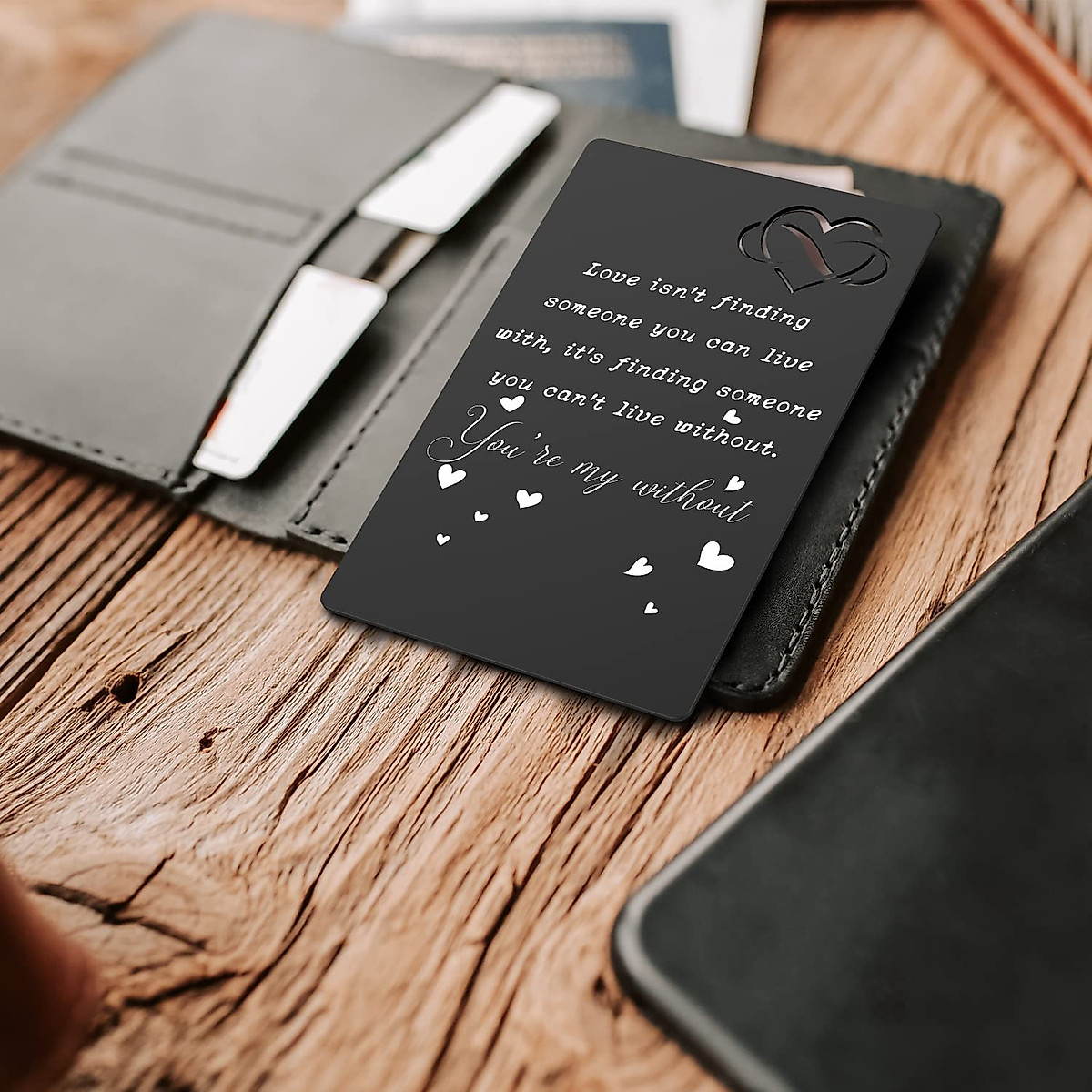 Vivopisew Wallet Card Gifts for Him Wallet Card Insert for Husband Hubby Boyfriend Anniversary Wallet Card Insert for Groom Fiance Wedding for Birthday Graduation Boyfriend Gift Idea (black) VCD34