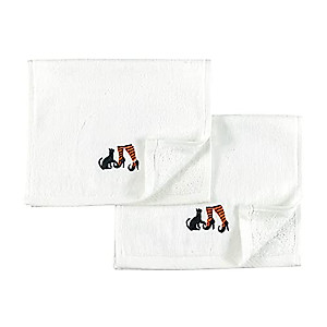 Serafina Home Decorative Halloween Fingertip Towels: Plush White Embroidered Cotton Witch Shoes with Cat Design, 2 Piece Set, 11" x 18" Inch Each (White)