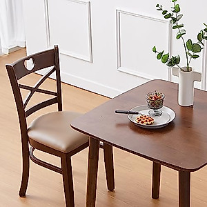 Livinia Aslan 29.5" Malaysian Oak Square Wooden Dining Table/Small Solid Wood Kitchen Desk (Walnut)