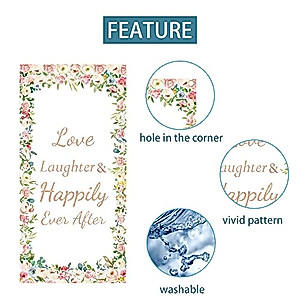 Joyiou Love Laughter Happily Ever After Backdrop Door Banner Decorations, Wedding Engagement Party Gift Sign Supplies, Bridal Shower Door Cover Photo Booth Props Décor