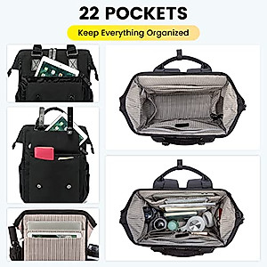 LOVEVOOK Laptop Backpack for Women Work Travel Commuter Backpack Business Computer Bag Doctor Nurse Bags College Backpack Purse, 15.6 Inch, Black-black