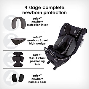 Diono Radian 3QXT 4-in-1 Rear and Forward Facing Convertible Car Seat, Safe Plus Engineering, 4 Stage Infant Protection, 10 Years 1 Car Seat, Slim Fit 3 Across, Jet Black