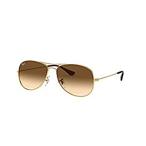 Ray-Ban Men's RB3362 Cockpit Aviator Sunglasses, Gold/Clear Gradient Brown, 59 mm + 1