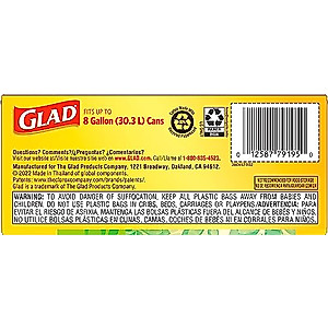 Glad Medium Drawstring Trash Bags, 8 Gal, Gain Original Scent with Febreze, 26 Ct, Pack May Vary