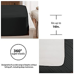Anluoer Queen Size Bed in a Bag 7 Pieces, Black Bed Comforter Set with Comforter and Sheets, All Season Bedding Sets with 1 Comforter, 2 Pillow Shams, 2 Pillowcases, 1 Flat Sheet, 1 Fitted Sheet