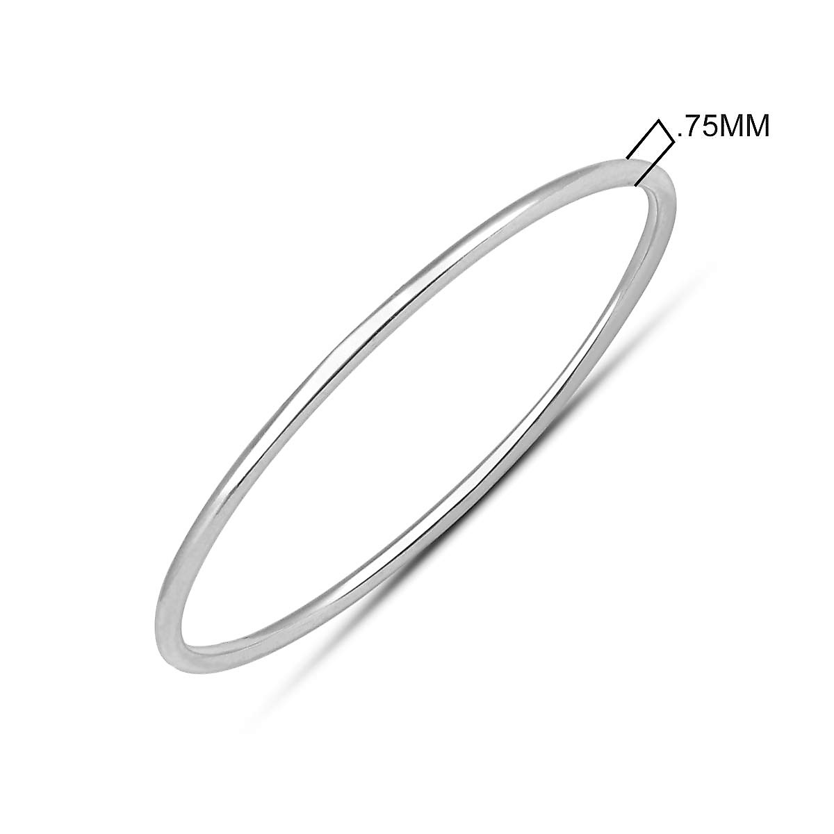 Skinny Thin Domed Stackable 14K White Gold Band (.75 mm)