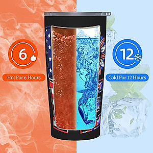 ayvcxui American Flag Flower Stainless Steel Insulated Tumbler 20 Oz Water Bottle Coffee Mug Coffee Mug With Lid Straw