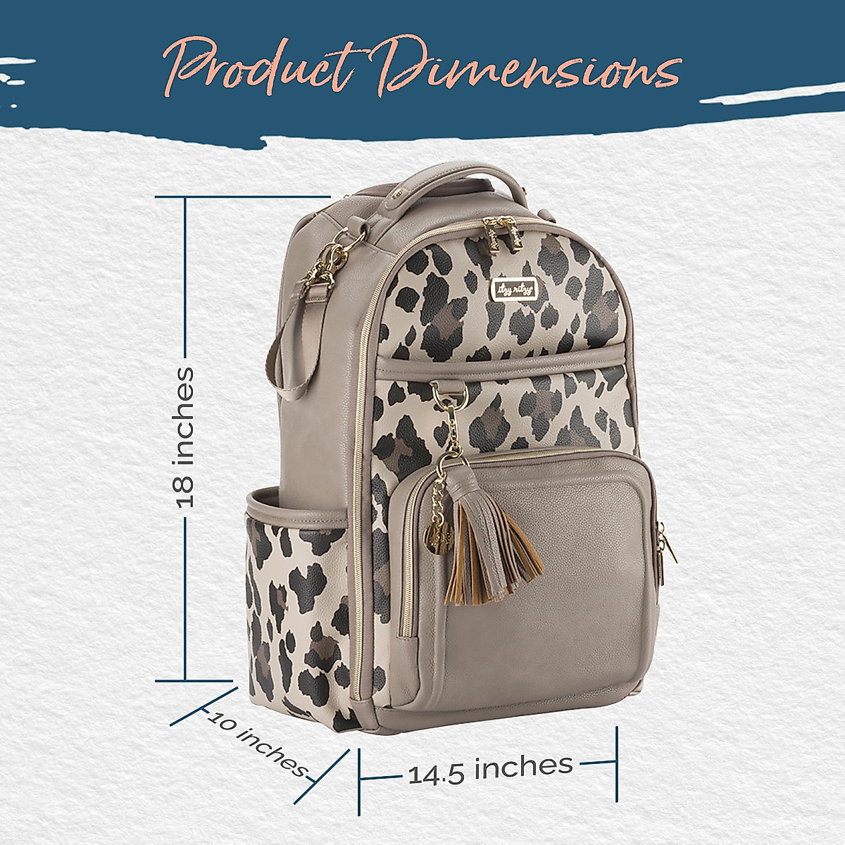 Itzy Ritzy Diaper Bag Backpack – Large Capacity Boss Plus Baby Backpack Diaper Bag Featuring 19 Pockets, Changing Pad, Stroller Clips, and Comfortable Backpack Straps, Leopard