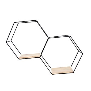 Garneck Wall Shelf Norse Decor Decorative Floating Shelf Modern Geometric Shelves Hexagon Floating Shelves Metal Corner Shelves Wall-Mounted Hexagon Floating Shelf Organizer Iron Small
