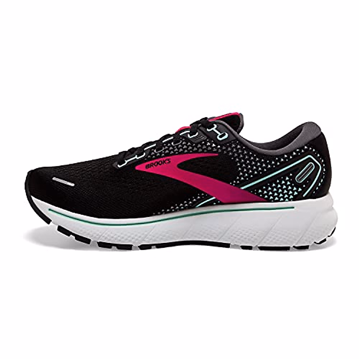 Brooks Women's Ghost 14 Neutral Running Shoe - Black/Pink/Yucca - 8.5 Medium