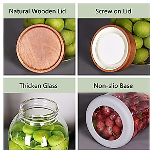 2 Pack 95 OZ Glass Jar with Screw on Lid, Large Glass Canister with Airtight Wooden Lid for Kombucha, Sun Tea, Meal Prep, Food Storage, Drinking, Overnight Oats, Dry Food, Spices, Salads, Yogurt